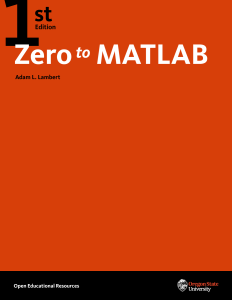 Zero to MATLAB – Open Textbook